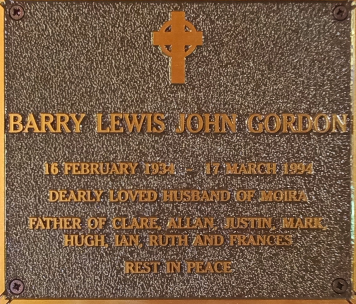 Barry Lewis John Gordon – City Pastoral Region