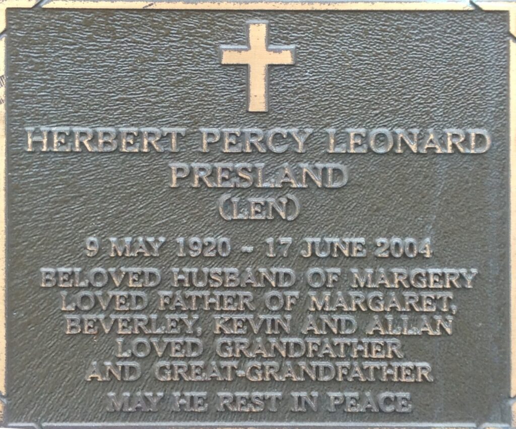 Herbert Percy Leonard (Len) Presland – City Pastoral Region